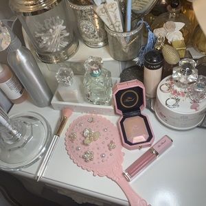 Accessories | Pink Hand Mirror With Pearls | Poshmark